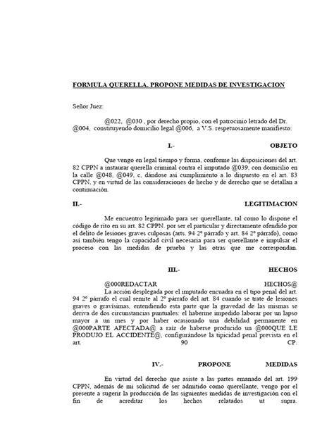 Querella Por Lesiones Descargar Gratis Pdf Queja Justicia