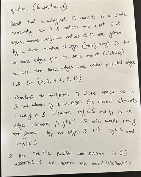 solved question graph theory recall that a multigraph m