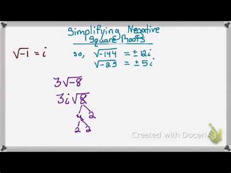 Simplifying Negative Square Roots Part YouTube
