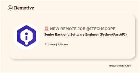 Hiring Senior Back End Software Engineer Pythonfastapi Itechscope