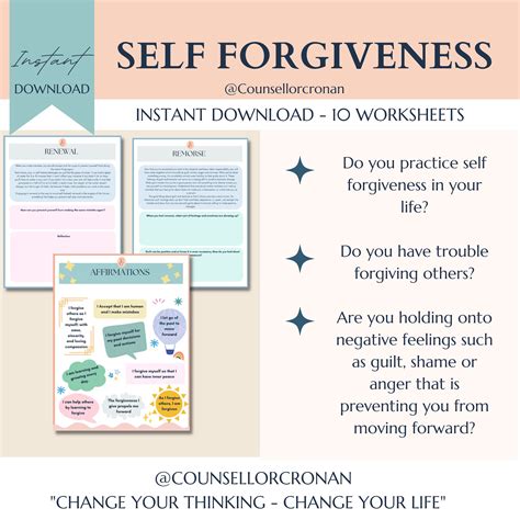 Self Forgiveness Worksheet Digital Download Journal Pdf Self Etsy