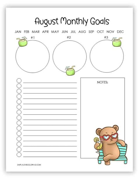 August Planner Printables Free Pdf Download Simply Love Coloring