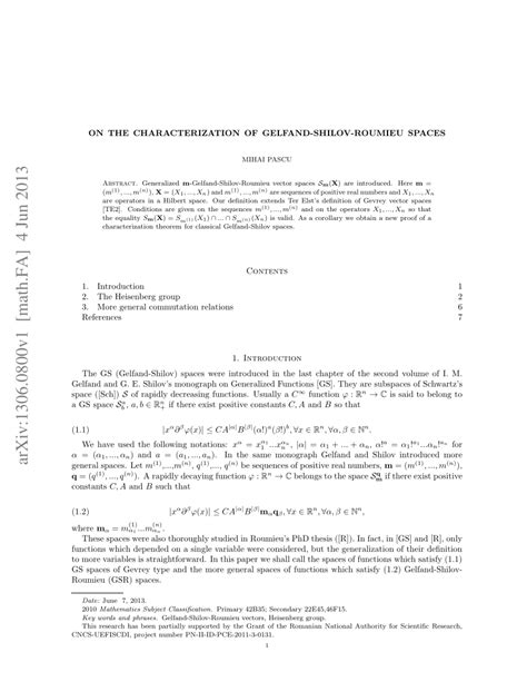 Pdf On The Characterization Of Gelfand Shilov Roumieu Spaces
