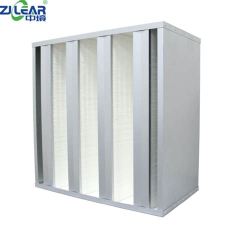 V Cell Ahu Hepa Filter Metal Frame 4 V Bank Air Filter Compact