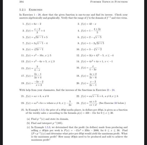 solved 394 further topics in functions 5 2 1 exercises in