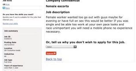 On The Job Seekers Government Website Publishes Prostitute Recruitment Advert Mirror Online