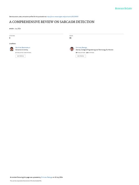 A Comprehensive Review On Sarcasm Detection Pdf Machine Learning Deep Learning