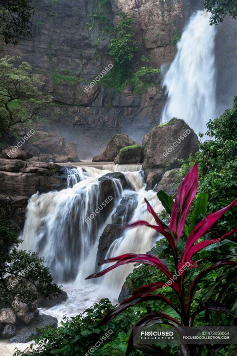 Waterfall In A Ciletuh Palabuhanratu Geopark West Java Indonesia — Outdoor Background Stock