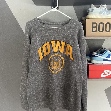 Vintage Grey And Yellow Iowa University Crewneck Depop