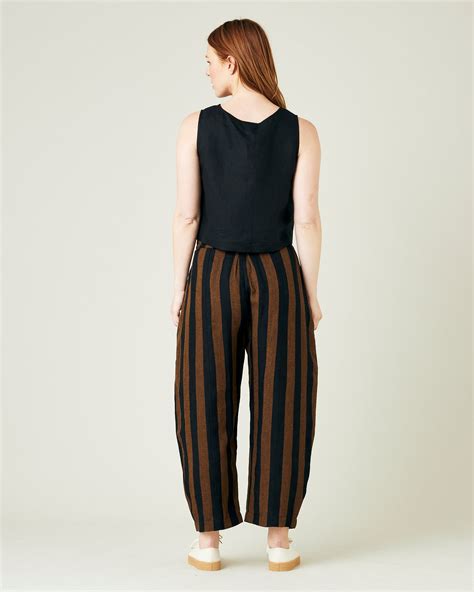 Mabel Rust And Black Stripe Linen Trousers Beyond Nine