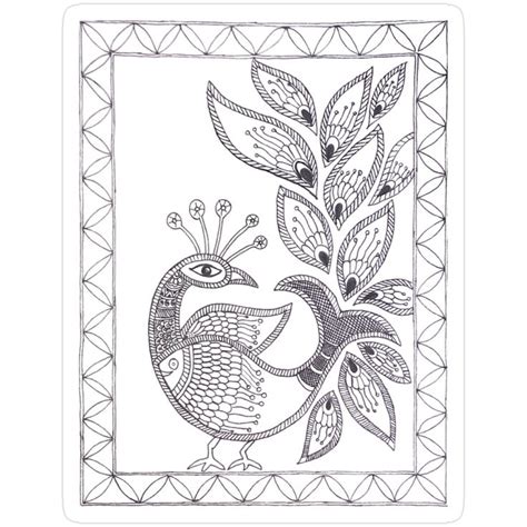 Madhubani Peacock Sticker In 2025 Peacock Drawing Tangle Patterns