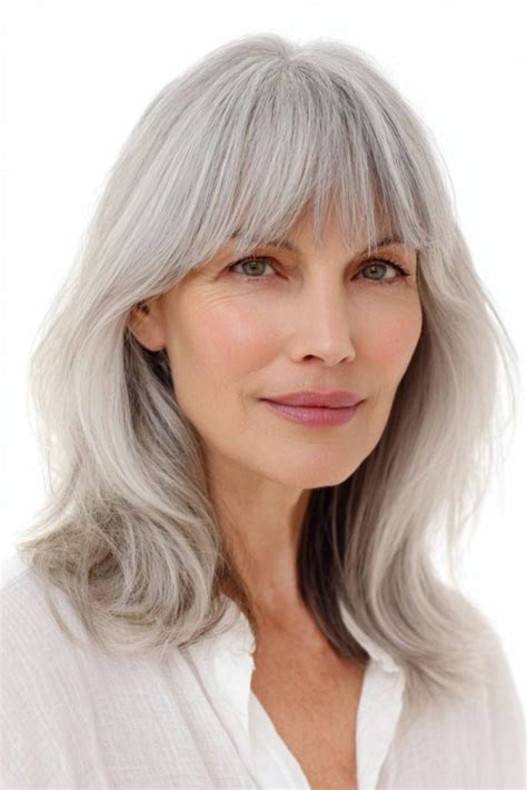 18 Stunning Medium Length Gray Hairstyles With Bangs That Turn Heads