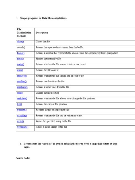 Simple Programs On Data File Manipulations Pdf Computer File Text