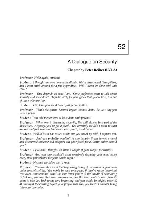 Dialogue Security Operating Systems 52 A Dialogue On Security Chapter By Peter Reiher UCLA