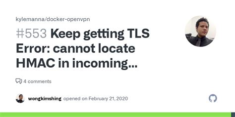 keep getting tls error cannot locate hmac in incoming packet from [af