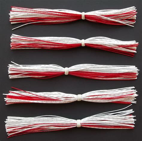 Red And White Glitter 5 Handmade Silicone Spinnerbait Buzzbait Skirts Dandj Lures