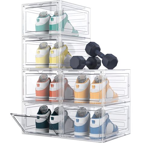 Homidec Shoe Storage 6 Pack Shoe Organizer Clear Hard Plastic Shoe Box