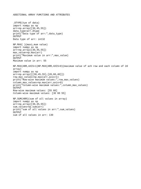 Numpy Array Functions Explained Pdf