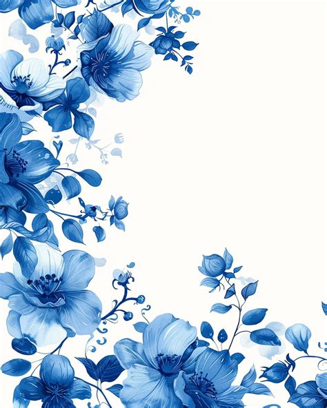 Premium Vector Blue Flowers Border Clipart On White