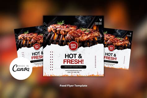 Bbq Restaurant Food Canva Template Social Media Templates ~ Creative Market