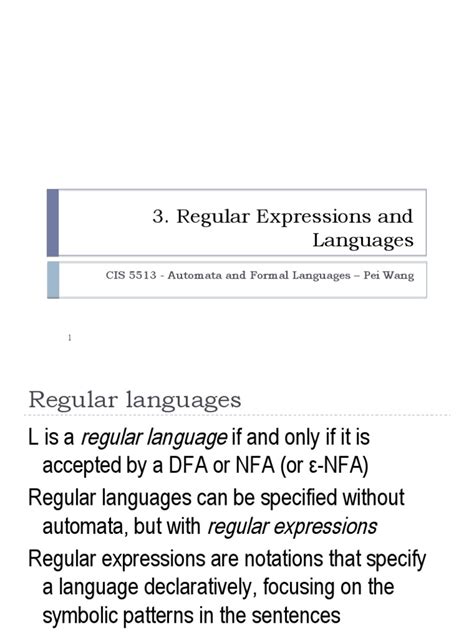 Regular Expressions And Languages Pdf Regular Expression Metalogic