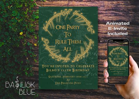 Lord Of The Rings Inspired Party Invitation One Party To Rule Them All