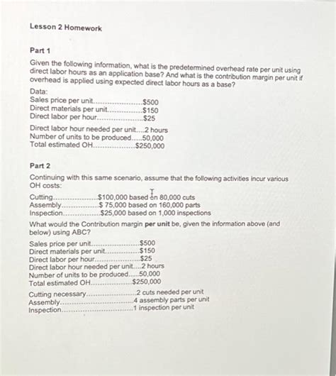 solved lesson 2 homework part 1 given the following