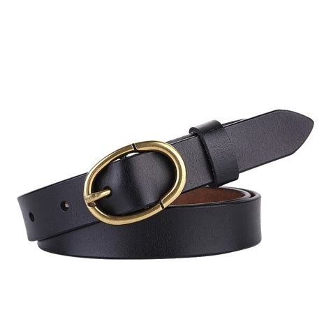 Ceinture En Cuir Lisse Boucle Ovale Dorée Rétro Pour Femme Modèle
