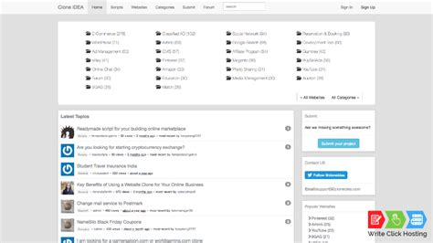 Top Websites To Get Popular Clone Scripts Write Click Hosting