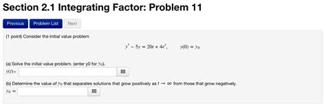 solved consider the initial value problem y 5y 20t