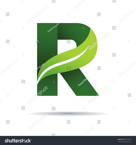 녹색 문자 R 로고symbol알파벳식물원자연 스톡 벡터로열티 프리 385578139