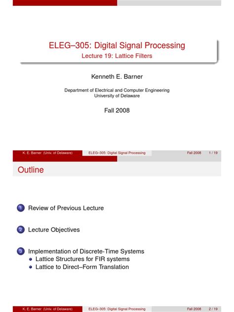 lattice structure for fir filter pdf signal processing electronic