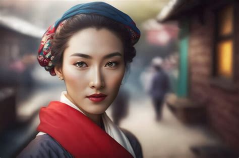 Premium Ai Image Portrait Of An Ethnic Korean Woman Neural Network Ai Generated