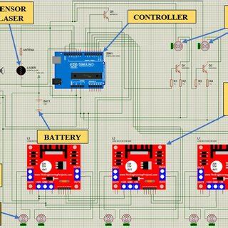 Electronic Circuit Of The Robot Designed In Proteus Download Scientific Diagram