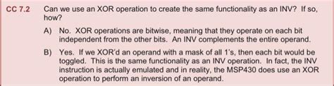 Solved 72 Can We Use An Xor Operation To Create The Same