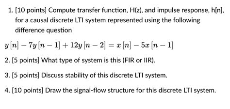Solved 1 10 Points Compute Transfer Function Hz And