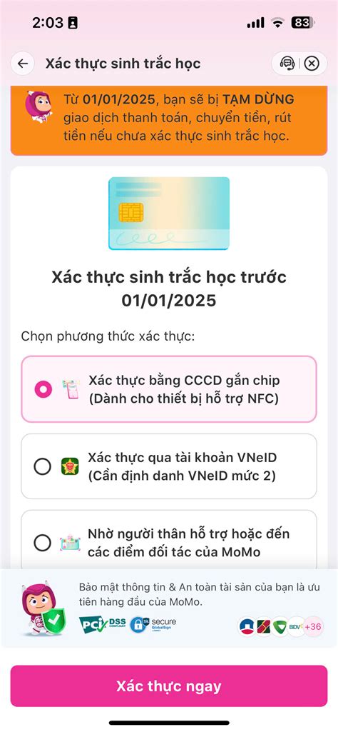 Xác Thực Sinh Trắc Học Trên Momo Trước 01 01 2025