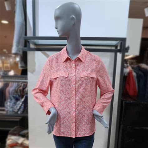 Pat 여성 봄 기하학 프린트 긴팔 블라우스 Qj22501 400 이랜드몰