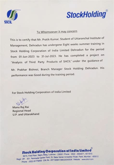 Financeinternship Stockholdingcorporationofindialimited Pratik Kumar