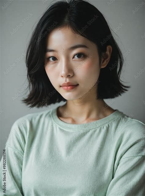 Elegant Asian Beauty Model Collection Of Natural Short Hair Portraits