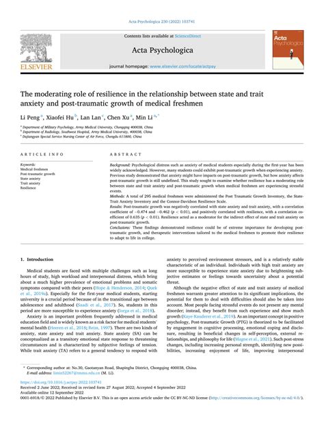 Pdf The Moderating Role Of Resilience In The Relationship Between