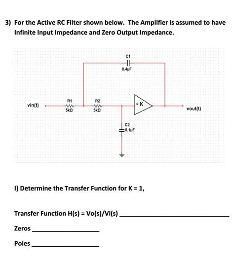 Solved 3 For The Active Rc Filter Shown Below The