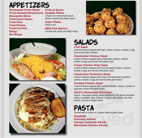 Smiths Restaurant Menu In Bolivar Missouri Usa