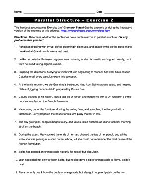 Parallelism Exercises With Answers Pdf Fill Online Printable Fillable Blank PdfFiller