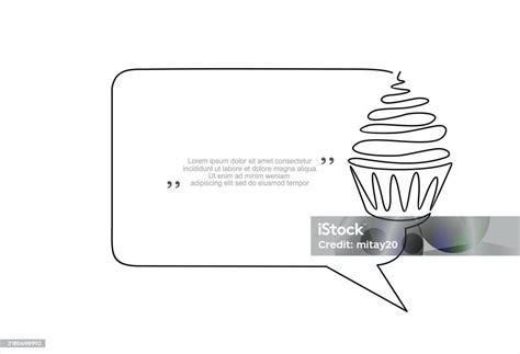 Cupcake와 말풍선의 연속적인 한 선 그리기 흰색 배경에 유행 한 라인 아트 벡터입니다 벡터 일러스트 레이 션 0명에 대한