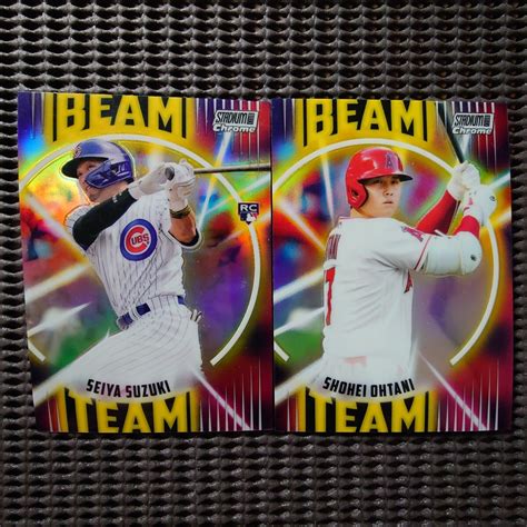 2枚セット 大谷翔平 Rc 鈴木誠也 Beam Team 2022 Topps Stadium Club Chrome Baseball Shohei Ohtani Seiya Suzuki