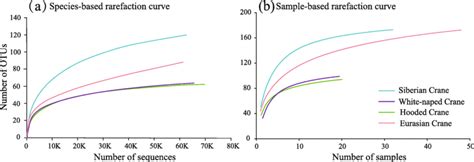 A Species Based And B Sample Based Rarefaction Curves The Species And