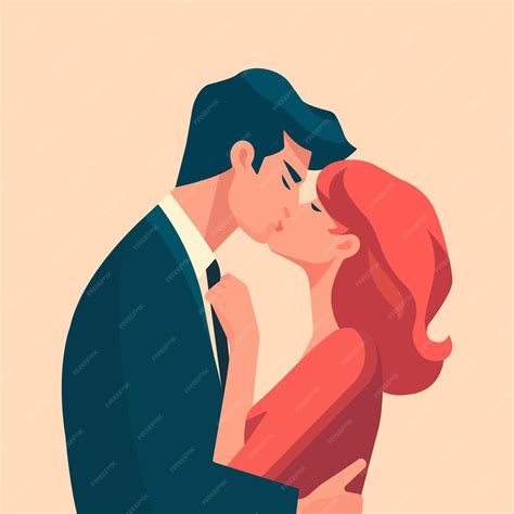 Pareja Enamorada Ilustración Plana Vector Premium