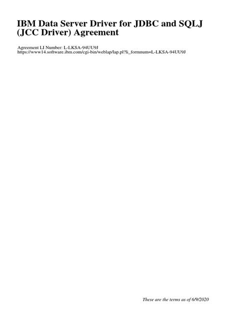 ibm data server driver for jdbc and sqlj jcc driver agreement pdf
