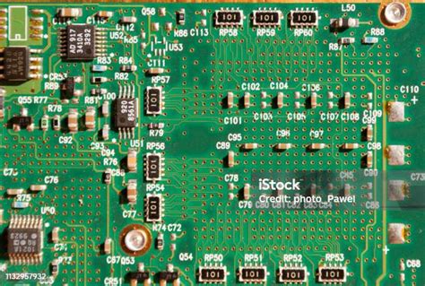 Gambar Closeup Papan Sirkuit Cetak Hijau Pcb Latar Belakang Curcuit